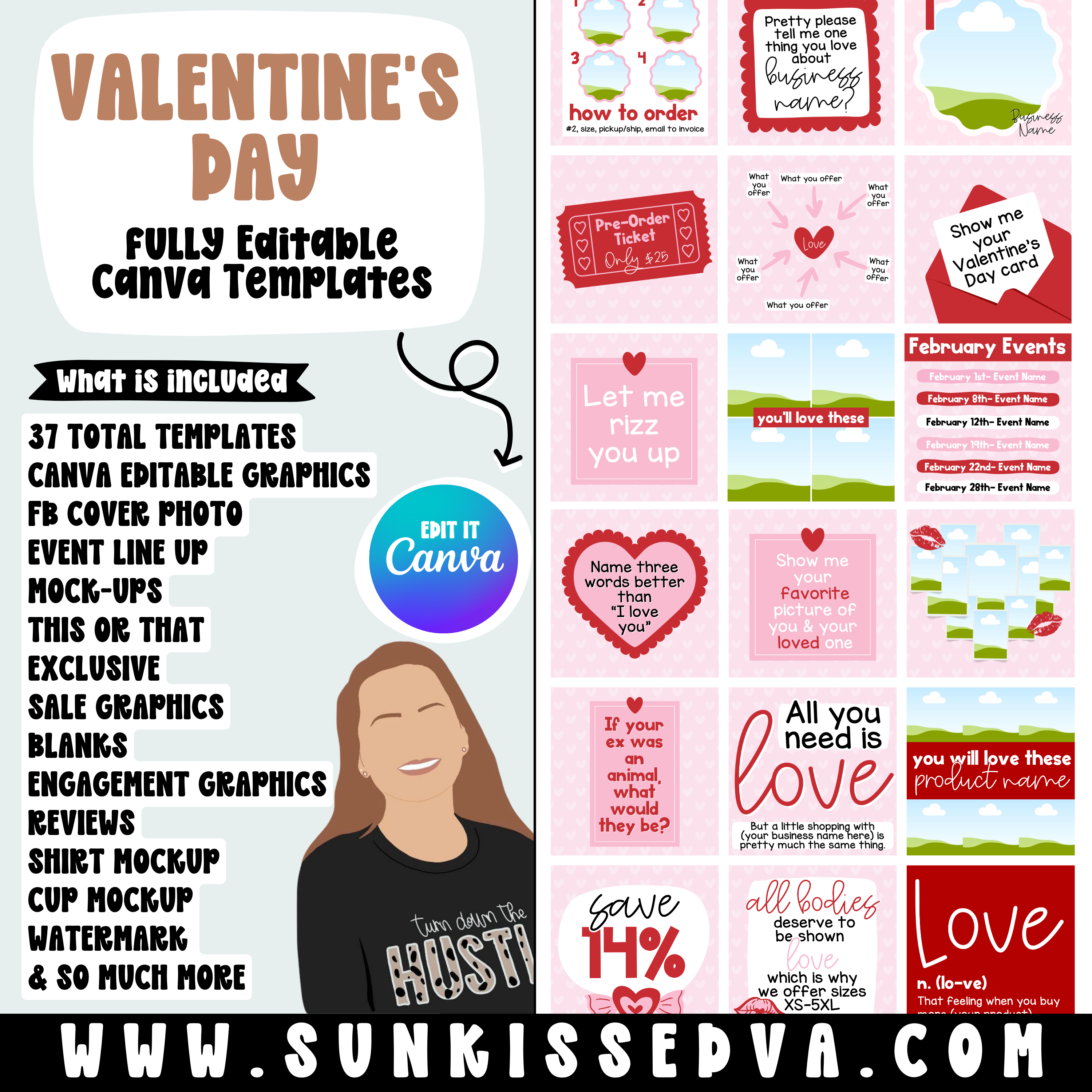 Valentine's Day Canva Templates | Sun Kissed VA