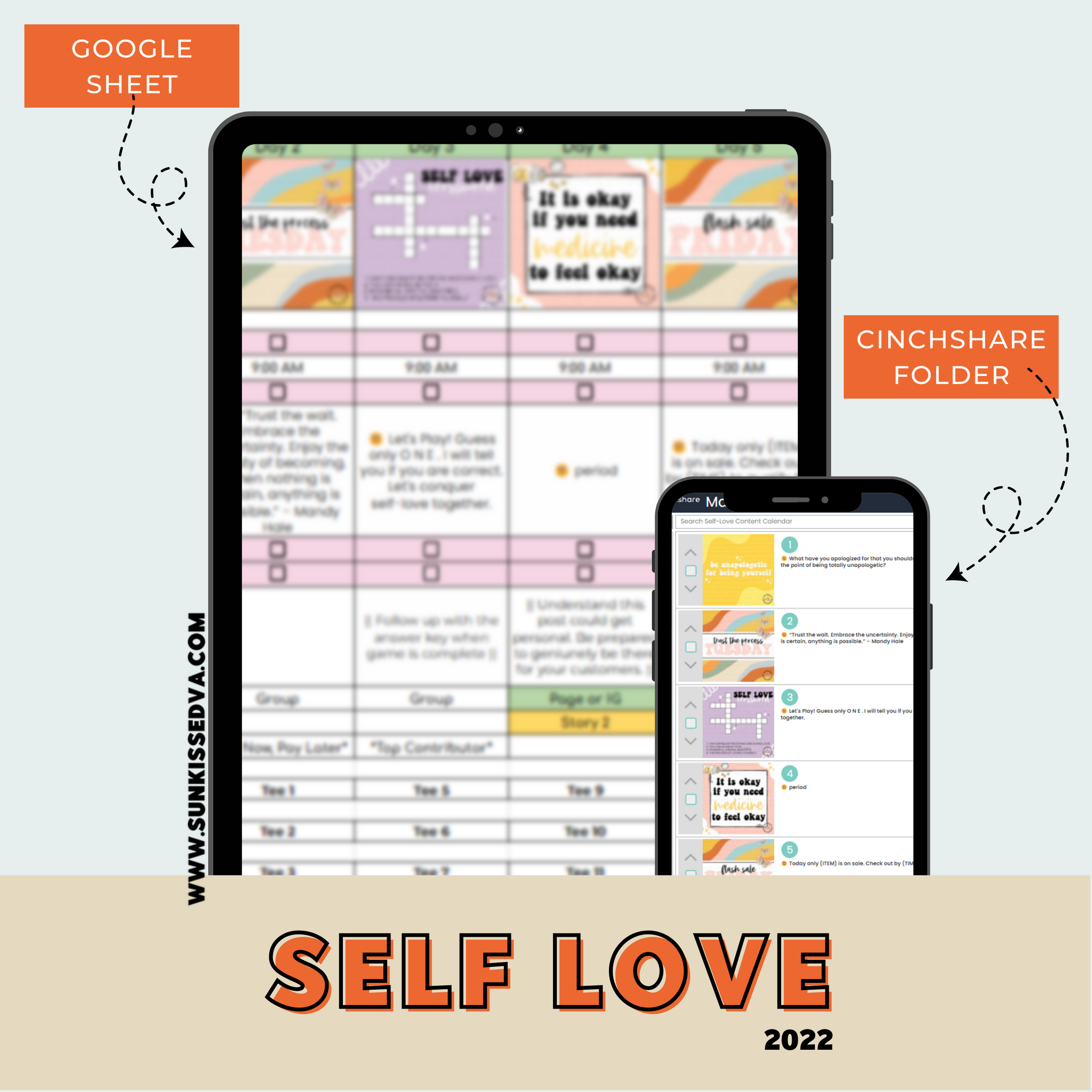 Self Love Content Calendar | Sun Kissed Virtual Assistant – Sun Kissed VA